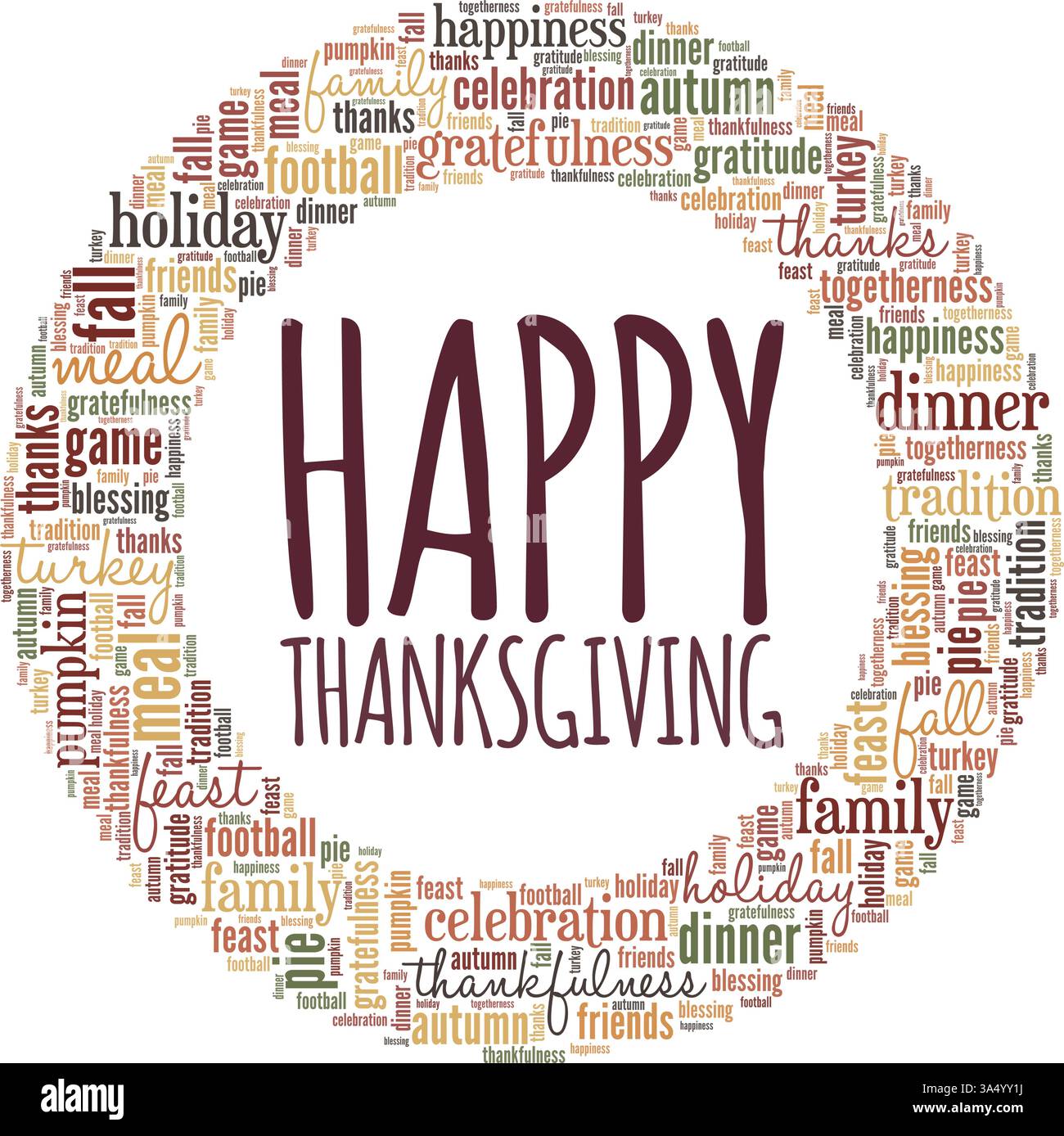 Happy Thanksgiving vector illustration word cloud isolated on white ...