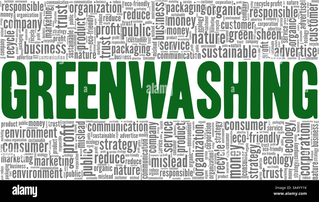 Greenwashing vector illustration word cloud isolated on white ...