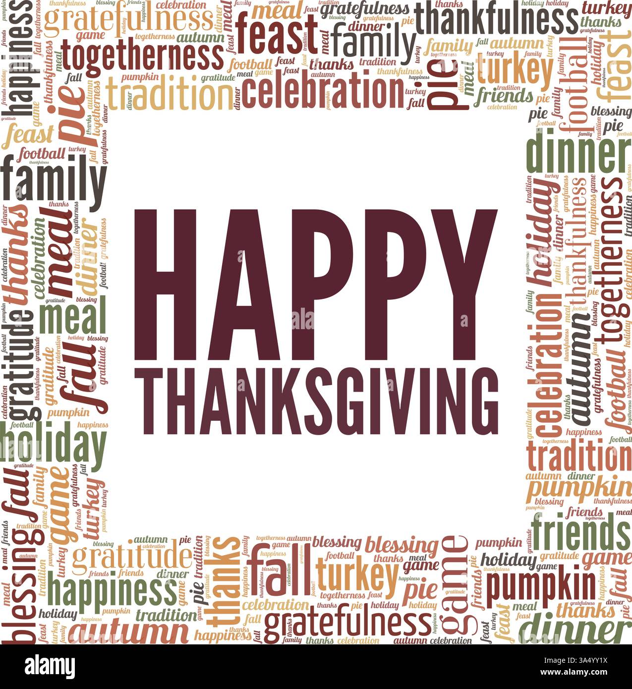 Happy Thanksgiving vector illustration word cloud isolated on white ...
