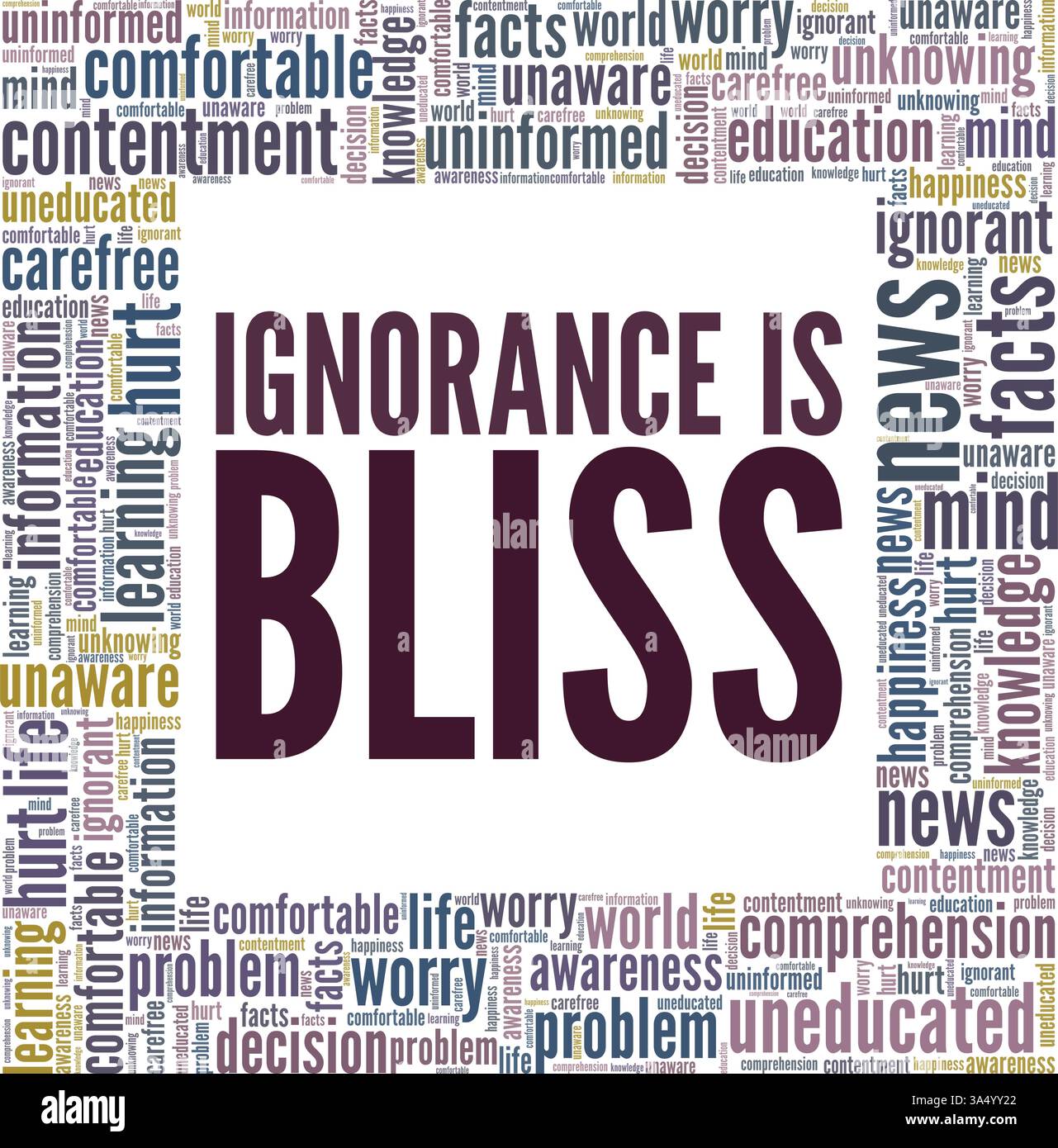 Ignorance is Bliss vector illustration word cloud isolated on white ...