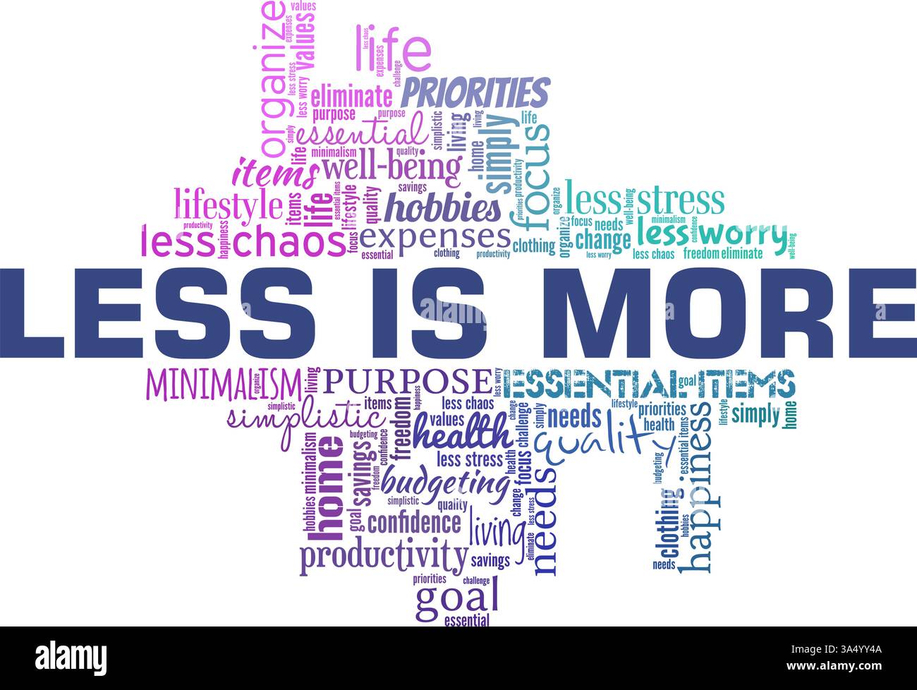 Less is More vector illustration word cloud isolated on white ...