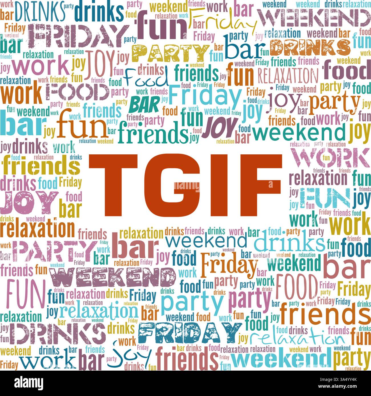 TGIF - Thank God It's Friday vector illustration word cloud isolated on ...