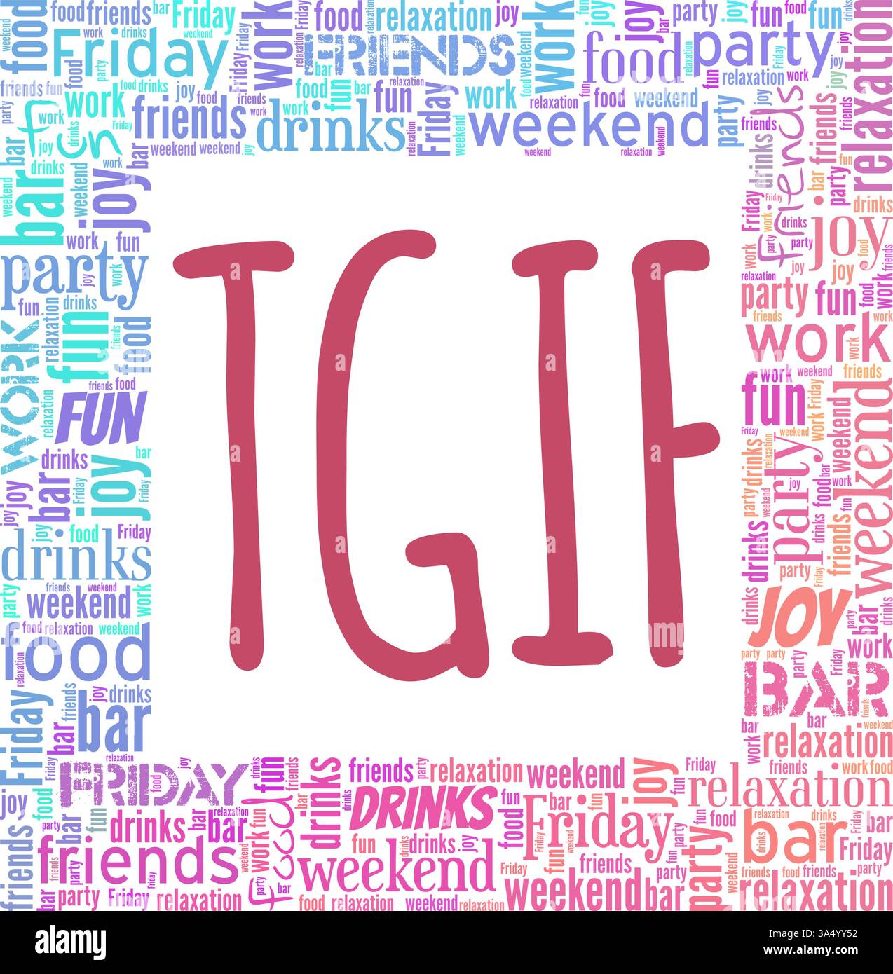 TGIF - Thank God It's Friday vector illustration word cloud isolated on ...