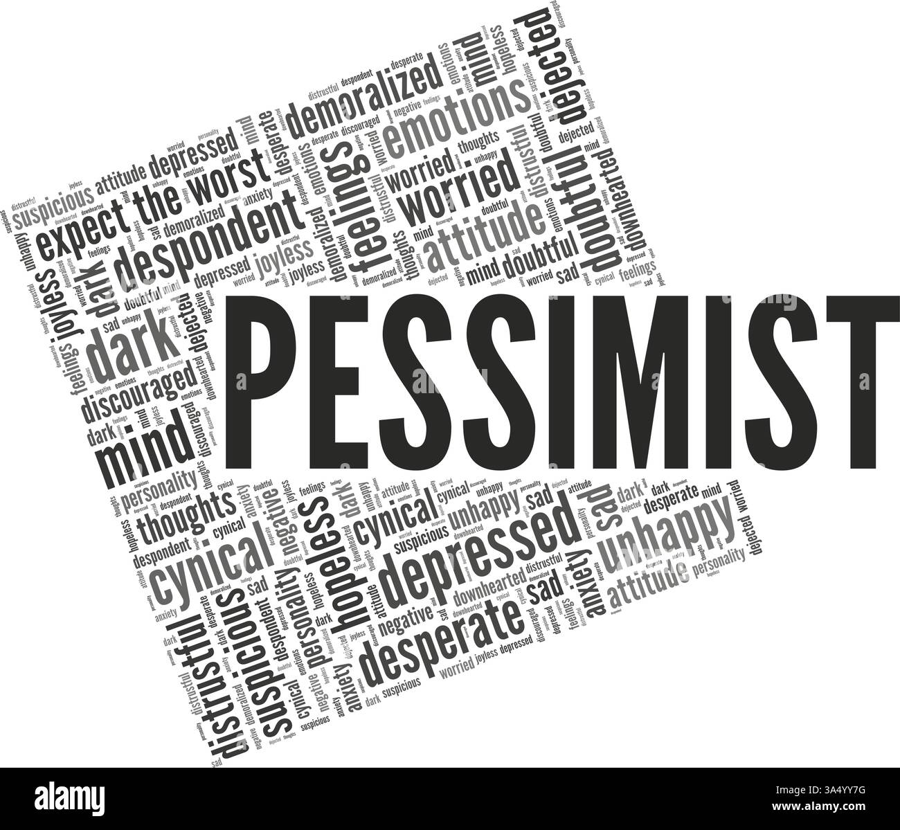 Pessimist vector illustration word cloud isolated on white background ...