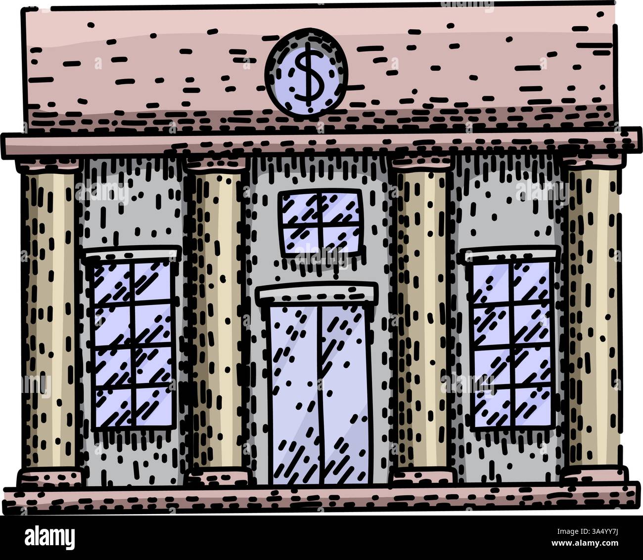 security bank building sketch hand drawn vector Stock Vector Image ...