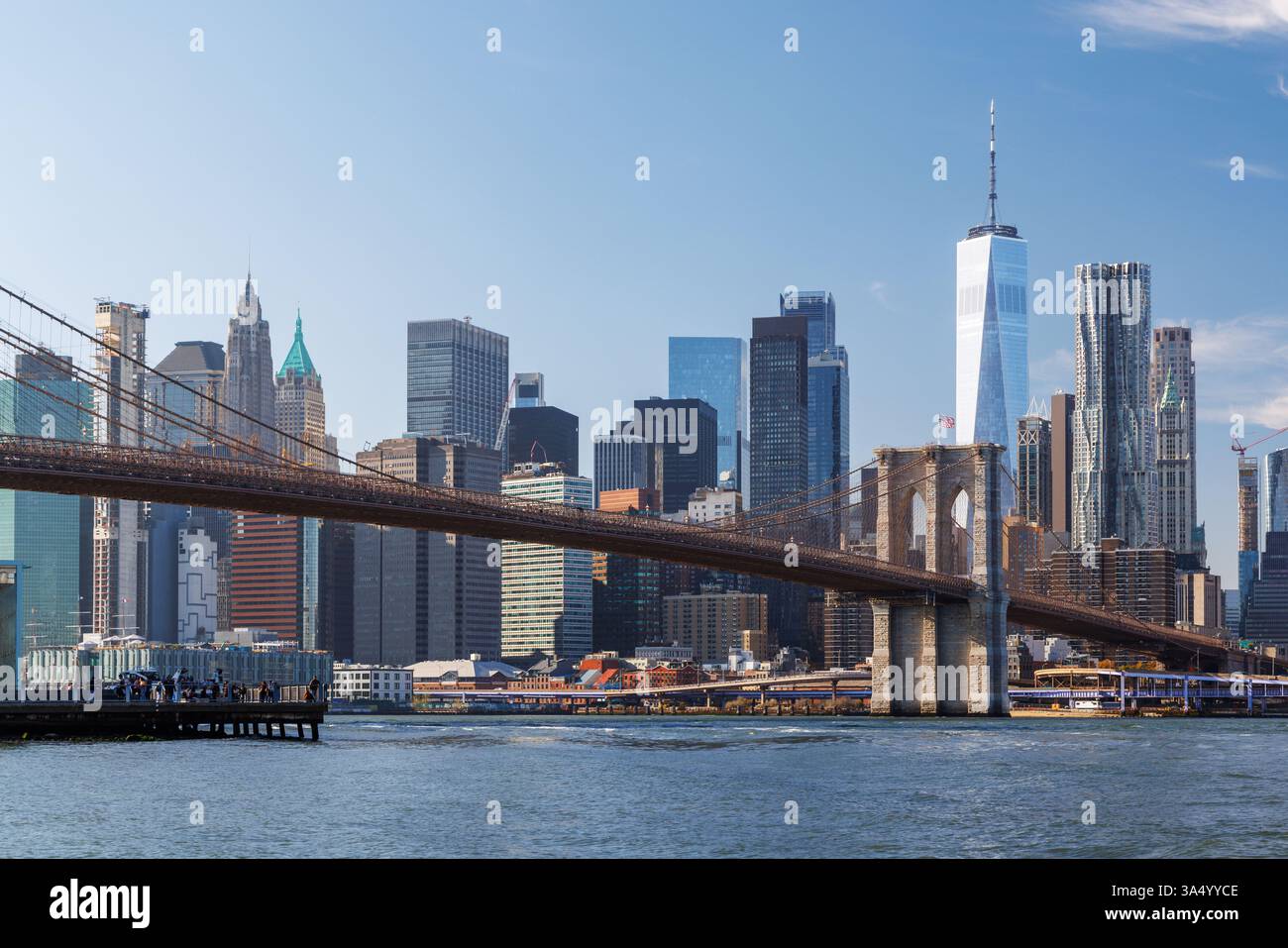 A stunning panoramic view of the iconic Brooklyn Bridge stretching ...