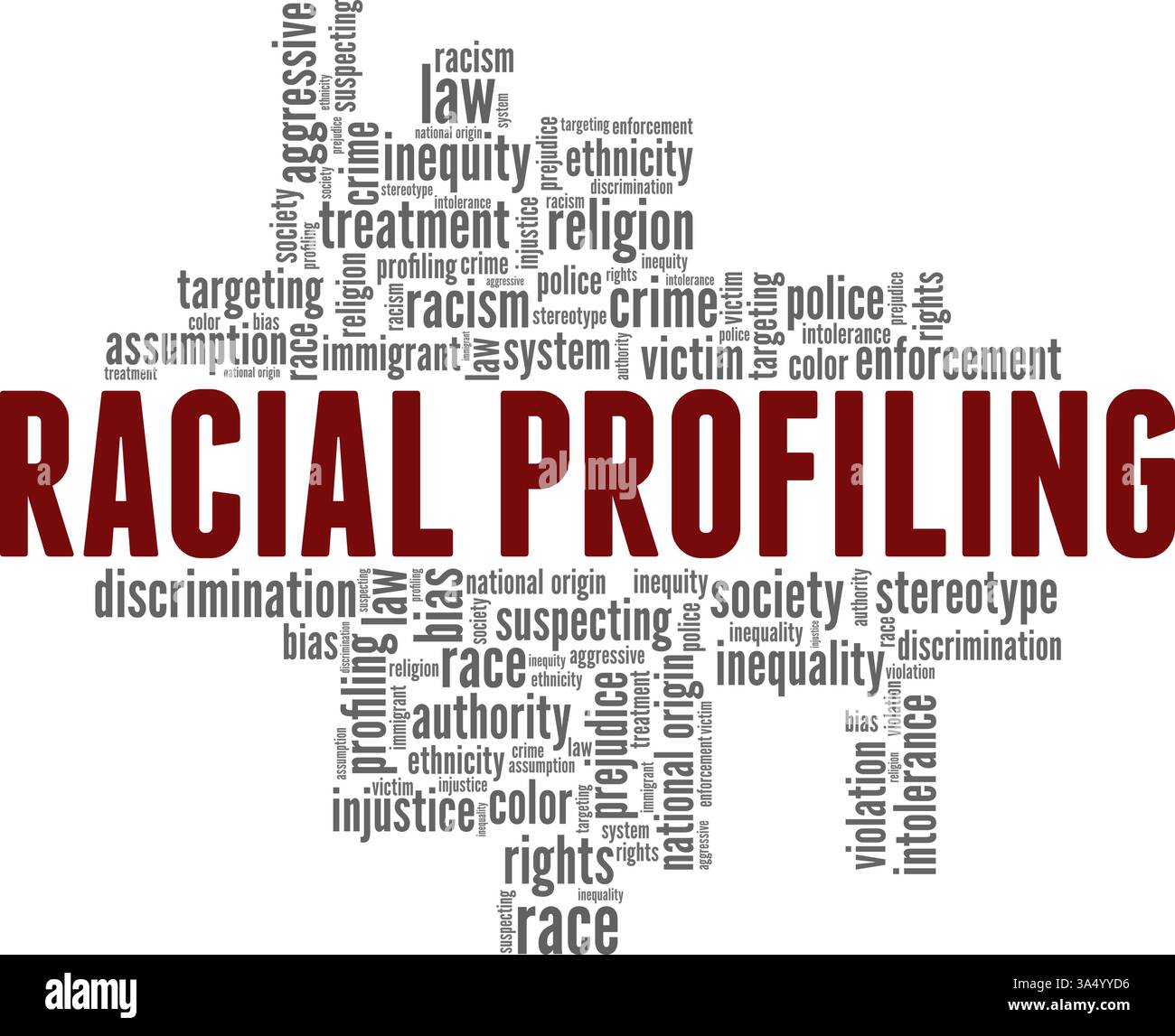 Racial Profiling vector illustration word cloud isolated on white ...