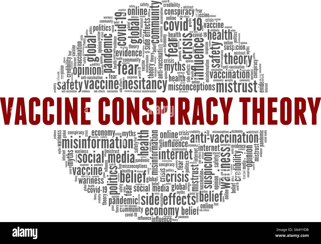Vaccine Conspiracy Theory vector illustration word cloud isolated on white background Stock ...