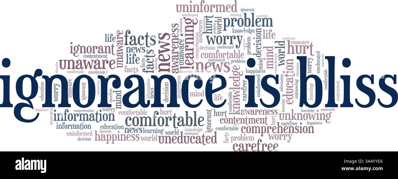 Ignorance is Bliss vector illustration word cloud isolated on white ...