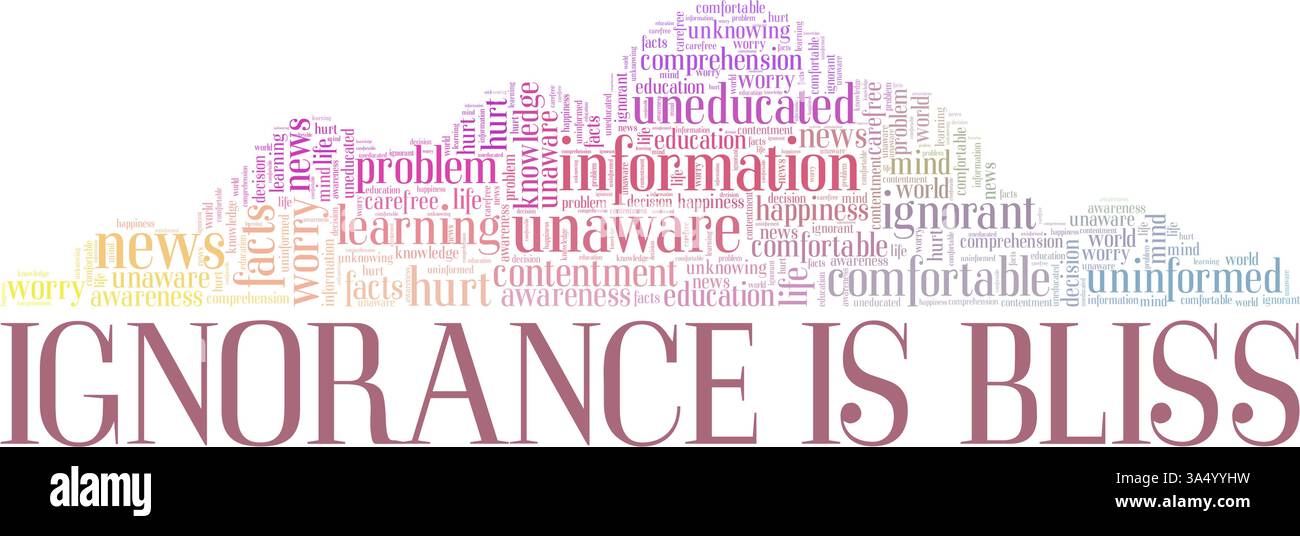 Ignorance is Bliss vector illustration word cloud isolated on white ...