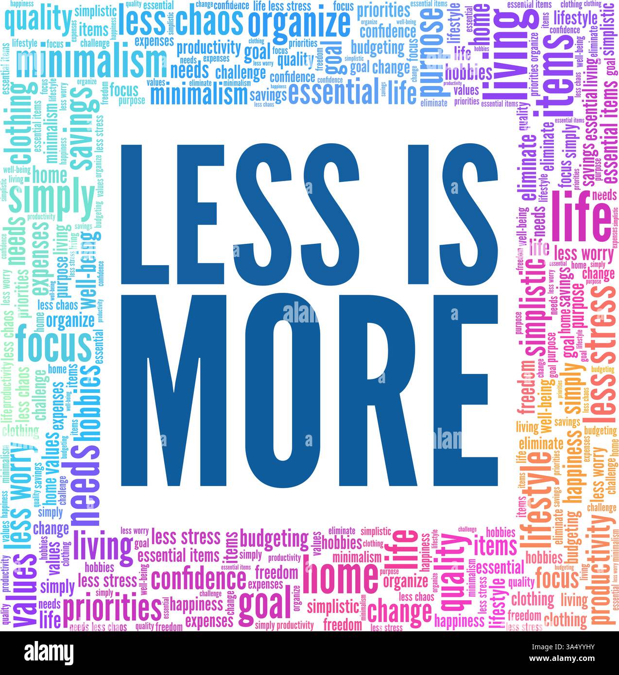 Less is More vector illustration word cloud isolated on white ...