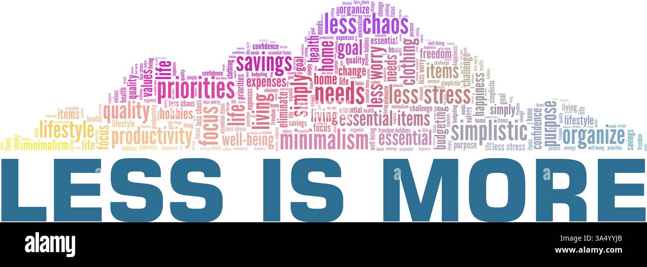 Less is More vector illustration word cloud isolated on white ...