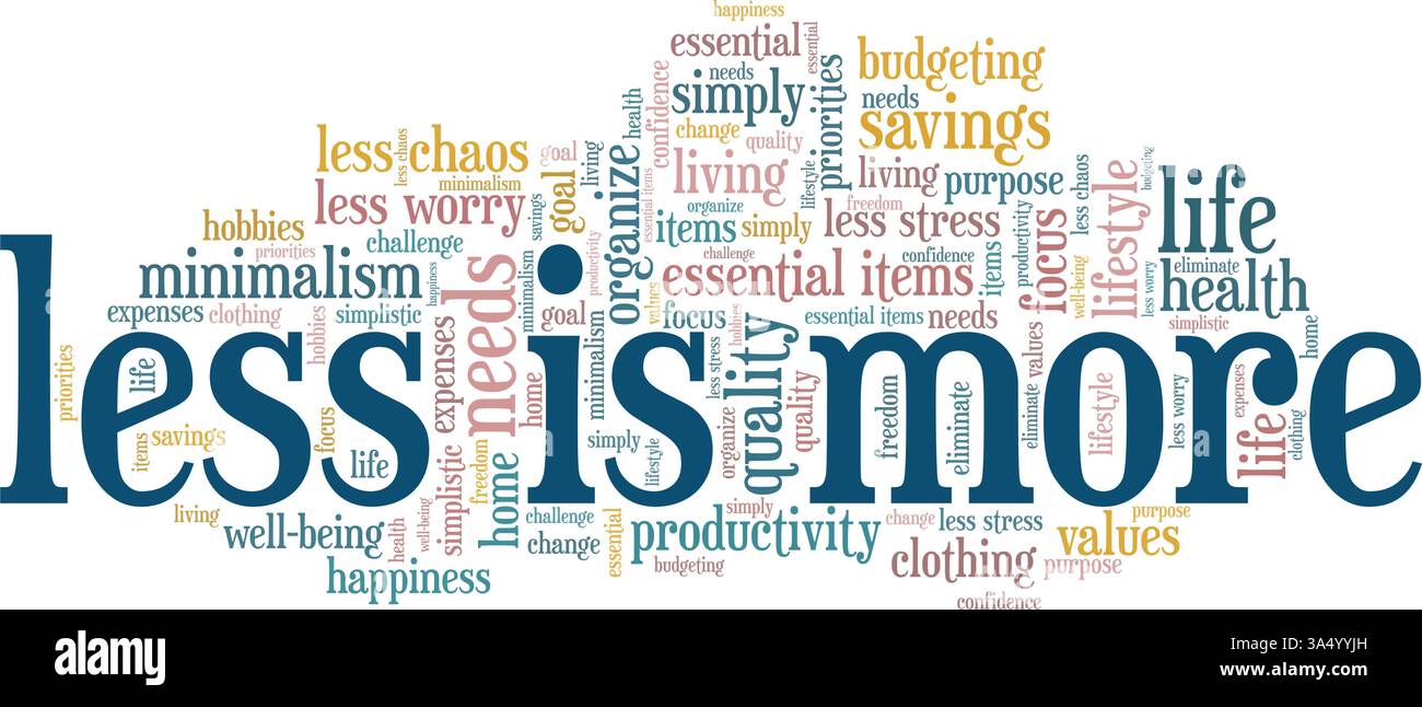 Less is More vector illustration word cloud isolated on white ...