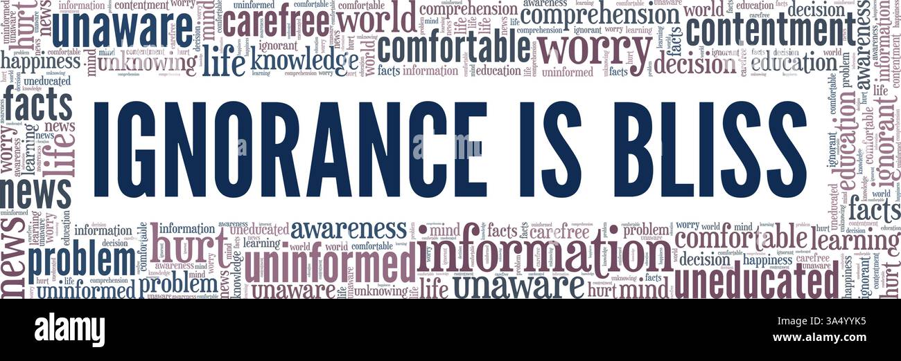 Ignorance is Bliss vector illustration word cloud isolated on white ...
