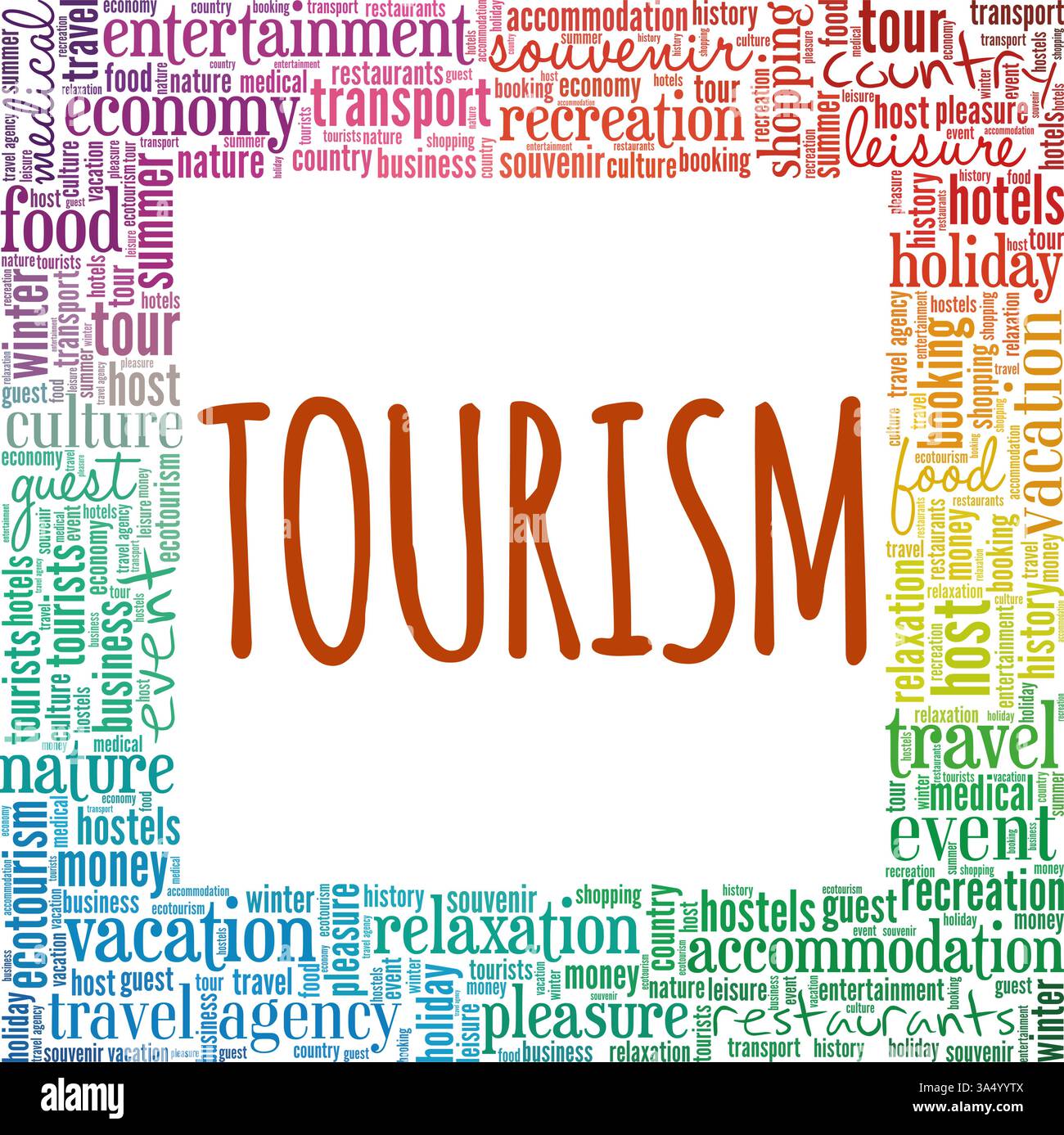 Tourism vector illustration word cloud isolated on white background ...