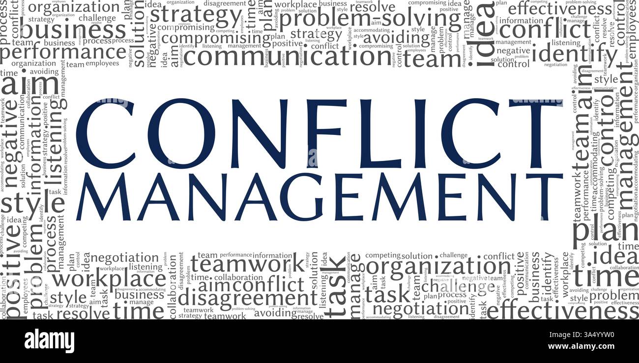 Conflict Management vector illustration word cloud isolated on white ...