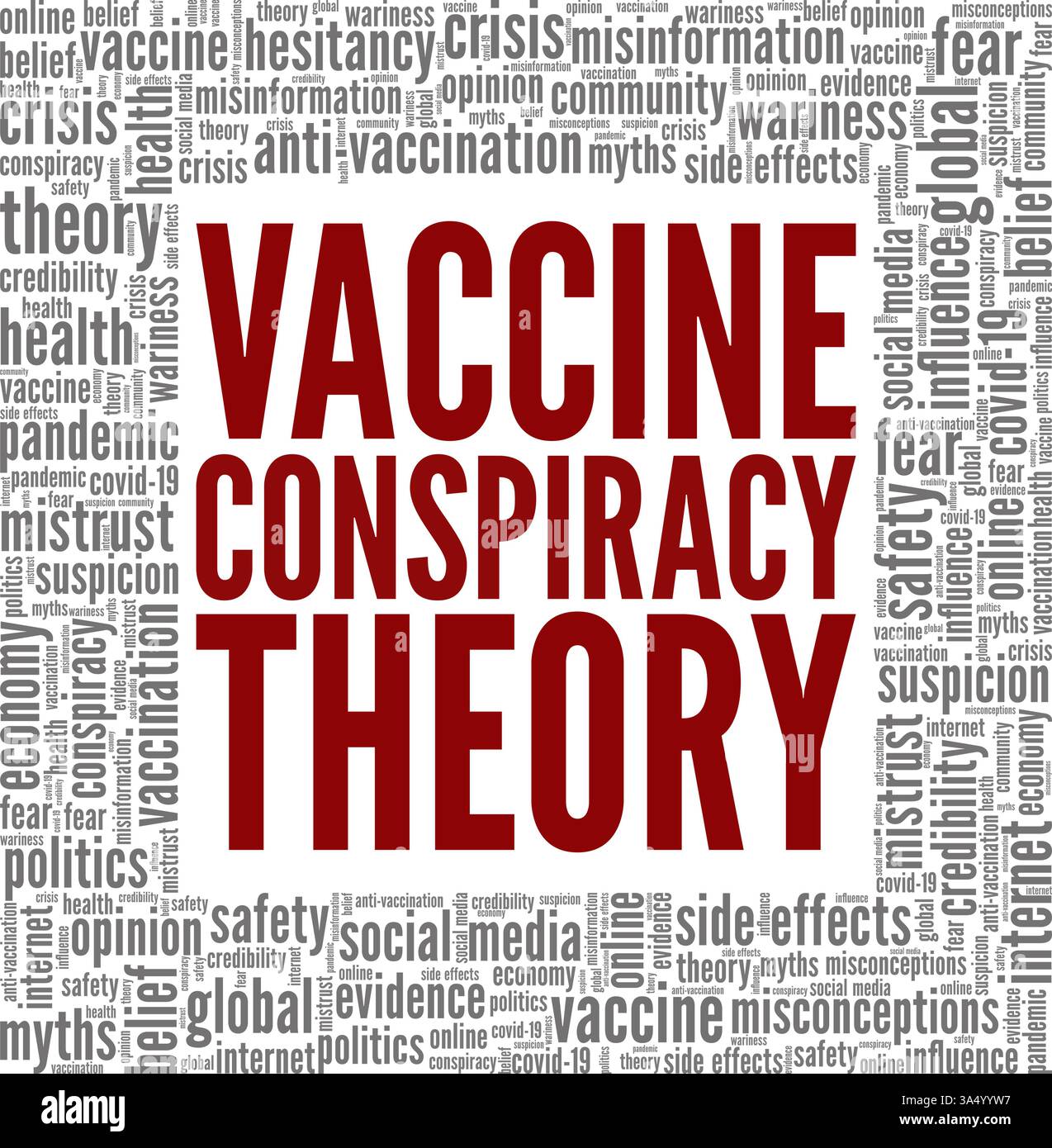 Vaccine Conspiracy Theory vector illustration word cloud isolated on ...