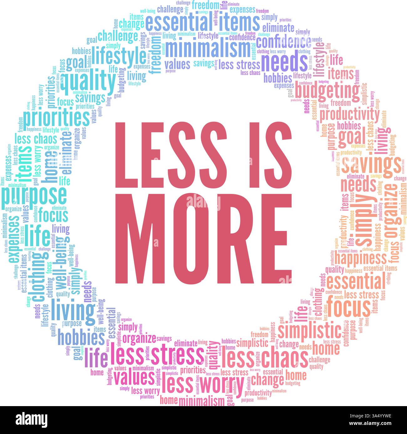 Less is More vector illustration word cloud isolated on white ...