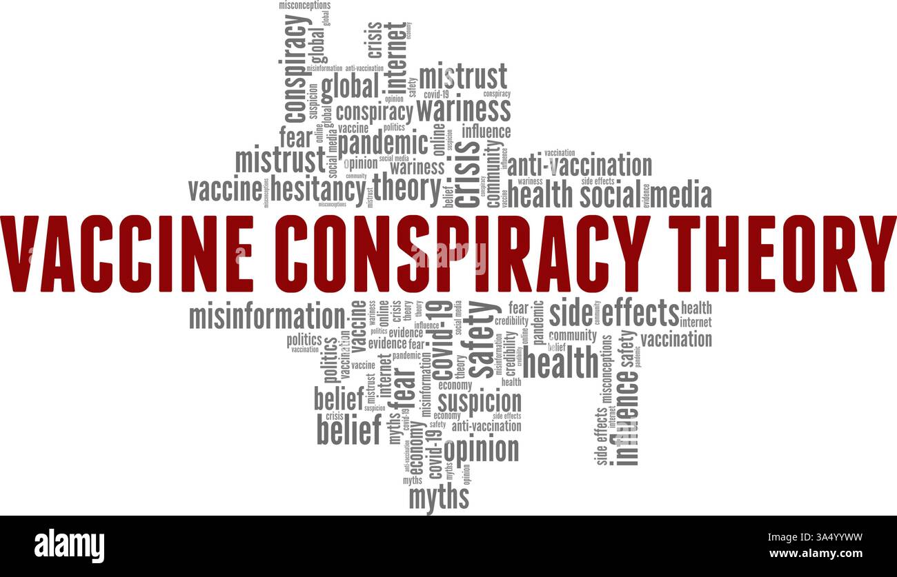 Vaccine Conspiracy Theory vector illustration word cloud isolated on ...