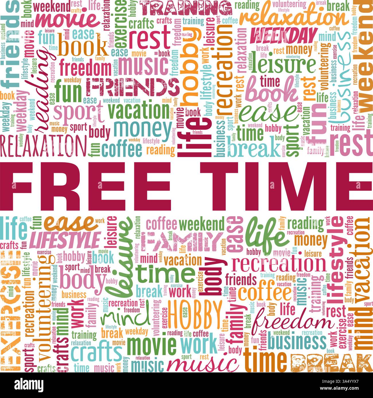 Free Time vector illustration word cloud isolated on white background ...