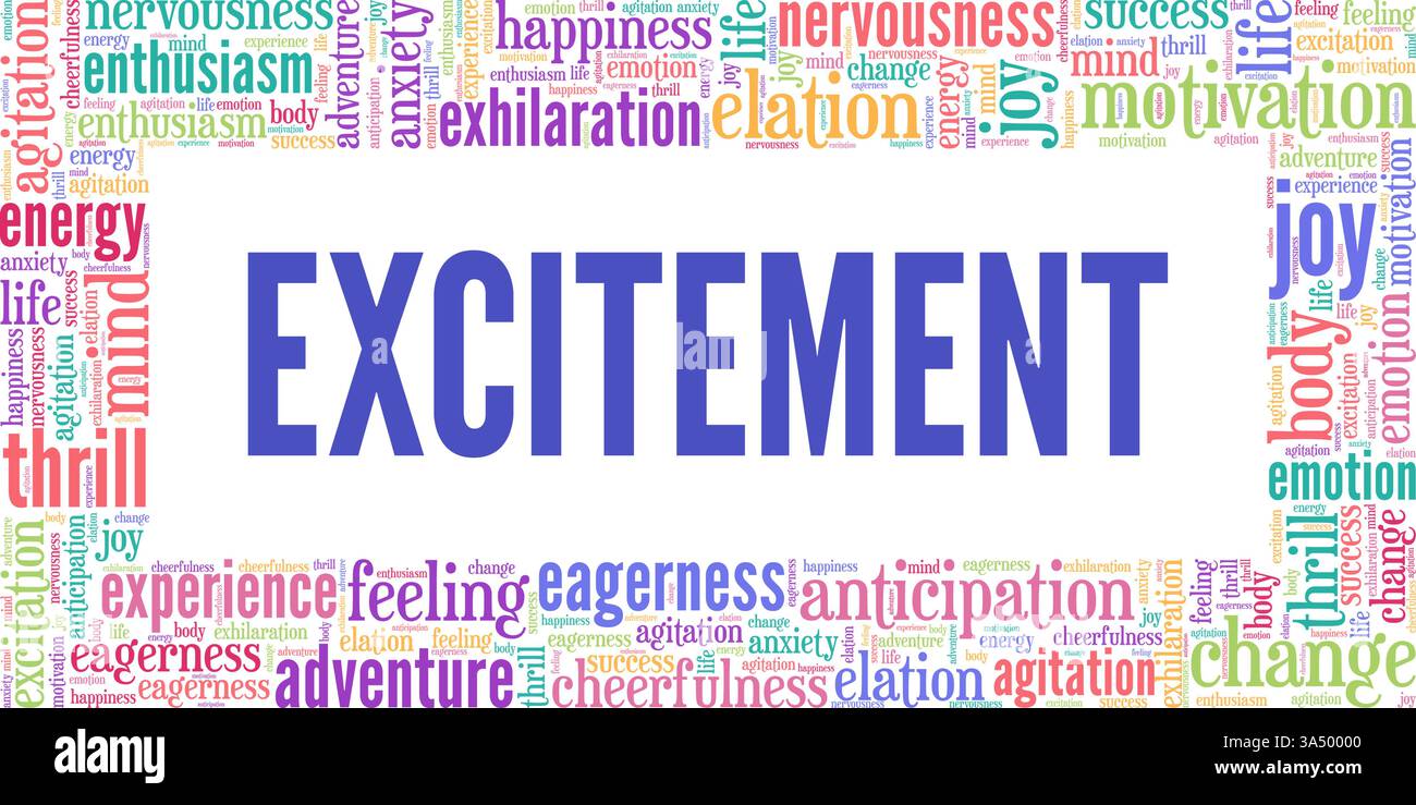 Excitement vector illustration word cloud isolated on white background ...