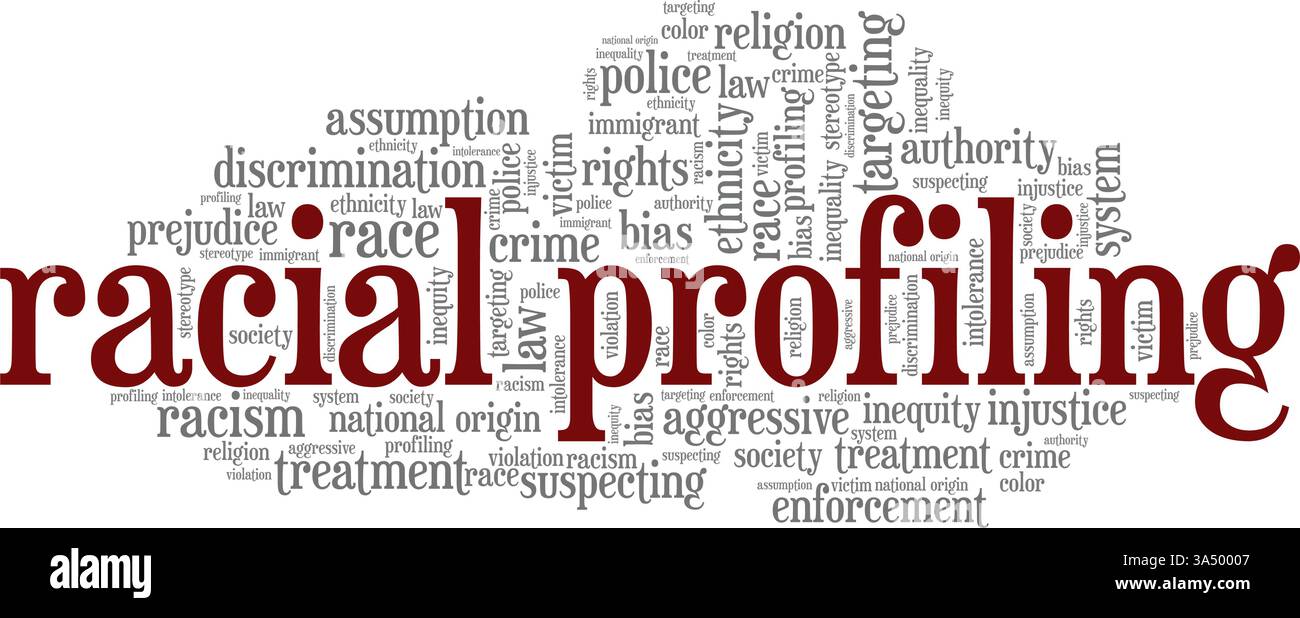 Racial Profiling vector illustration word cloud isolated on white ...