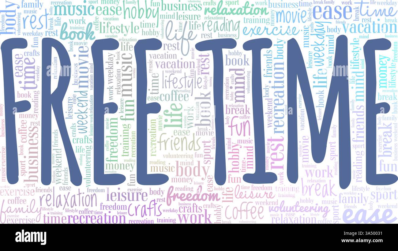 Free Time vector illustration word cloud isolated on white background ...