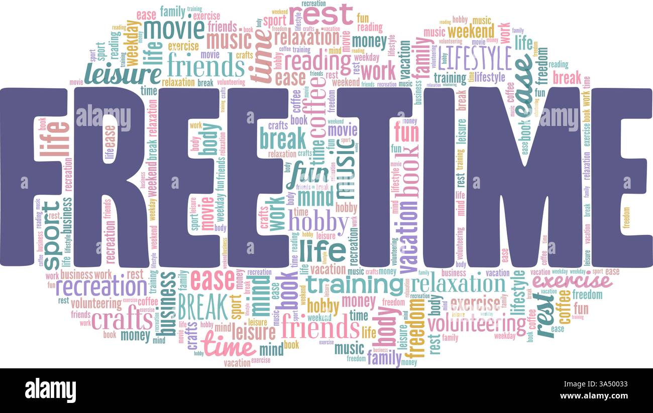 Free Time vector illustration word cloud isolated on white background ...