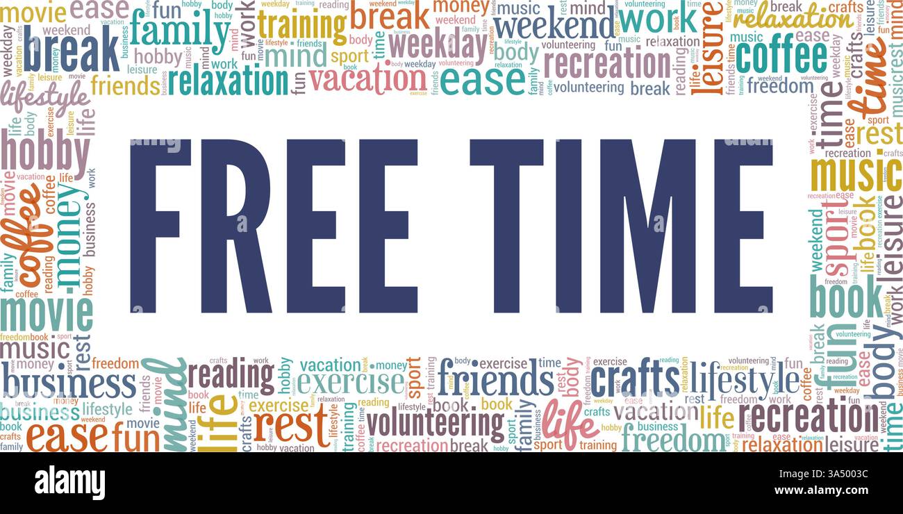 Free Time vector illustration word cloud isolated on white background ...