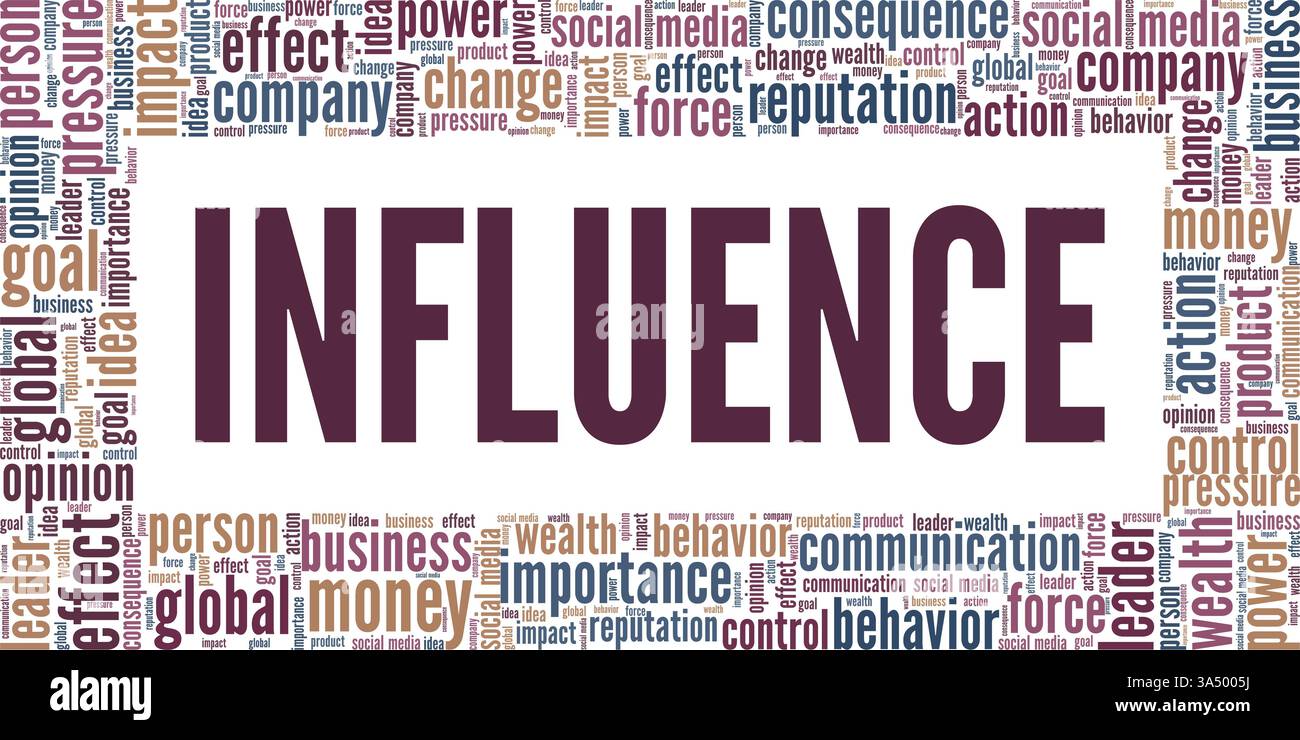 Influence vector illustration word cloud isolated on white background ...