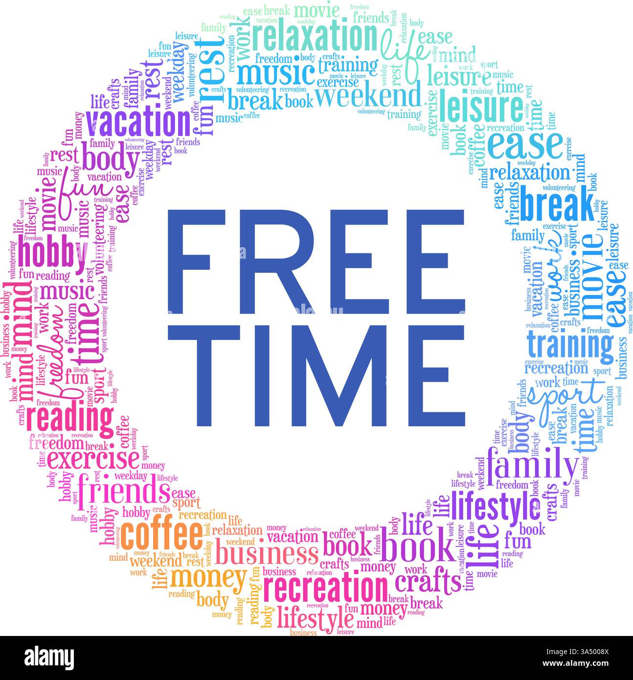 Free Time vector illustration word cloud isolated on white background ...