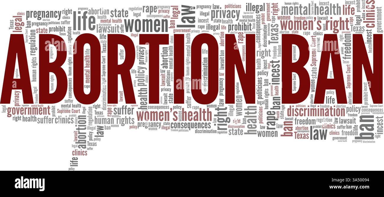 Abortion Ban vector illustration word cloud isolated on white ...