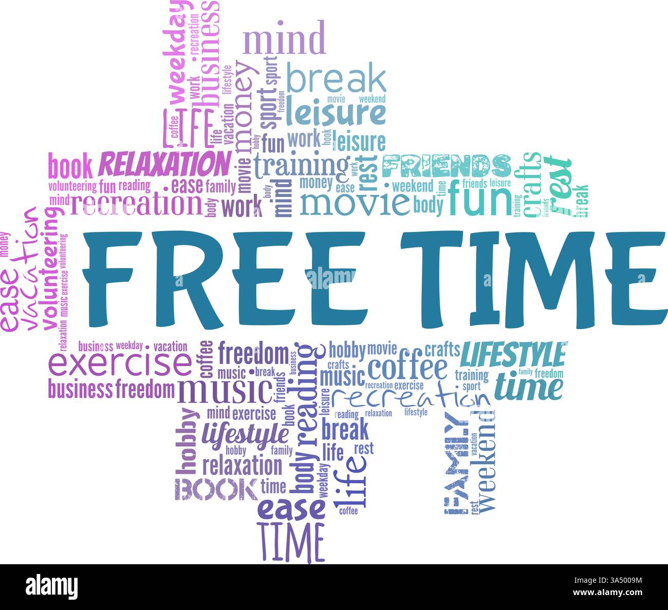 Free Time vector illustration word cloud isolated on white background ...