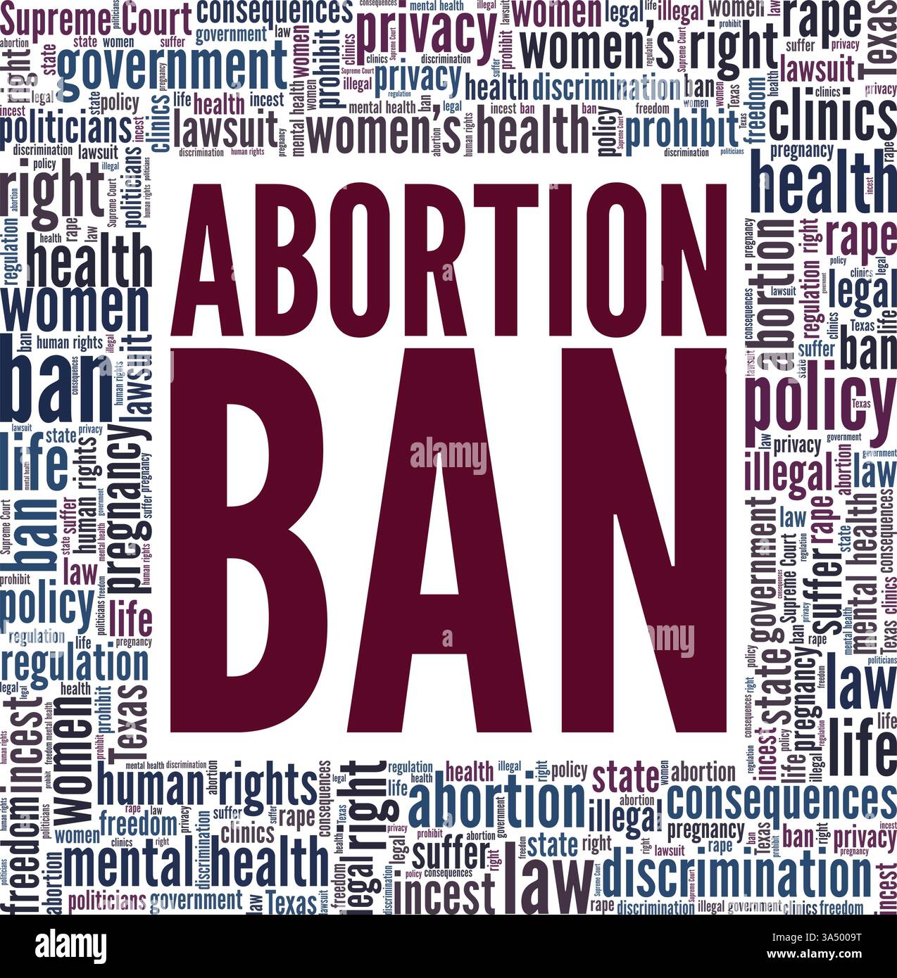 Abortion Ban vector illustration word cloud isolated on white ...