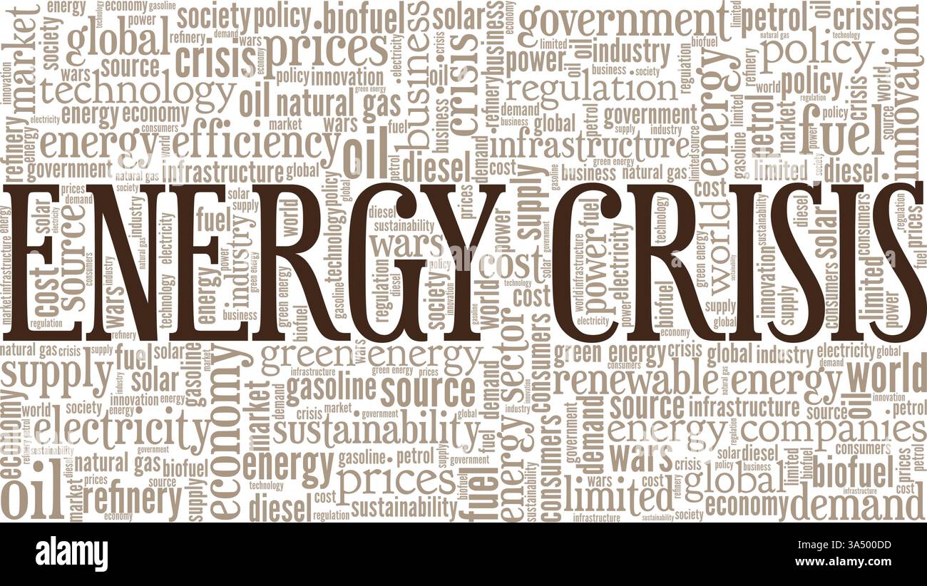 Energy Crisis vector illustration word cloud isolated on white ...