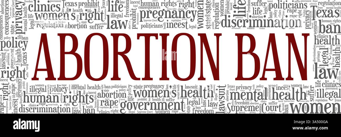 Abortion Ban vector illustration word cloud isolated on white ...