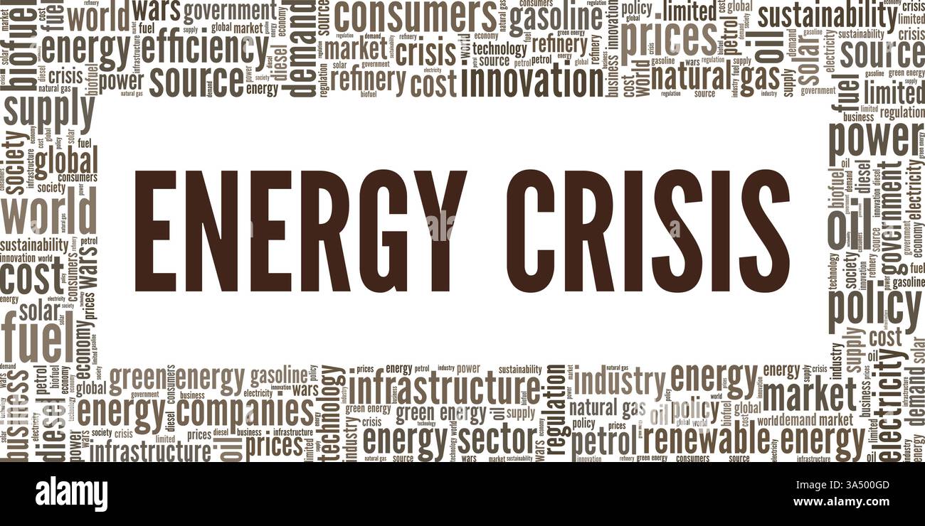 Energy Crisis vector illustration word cloud isolated on white ...