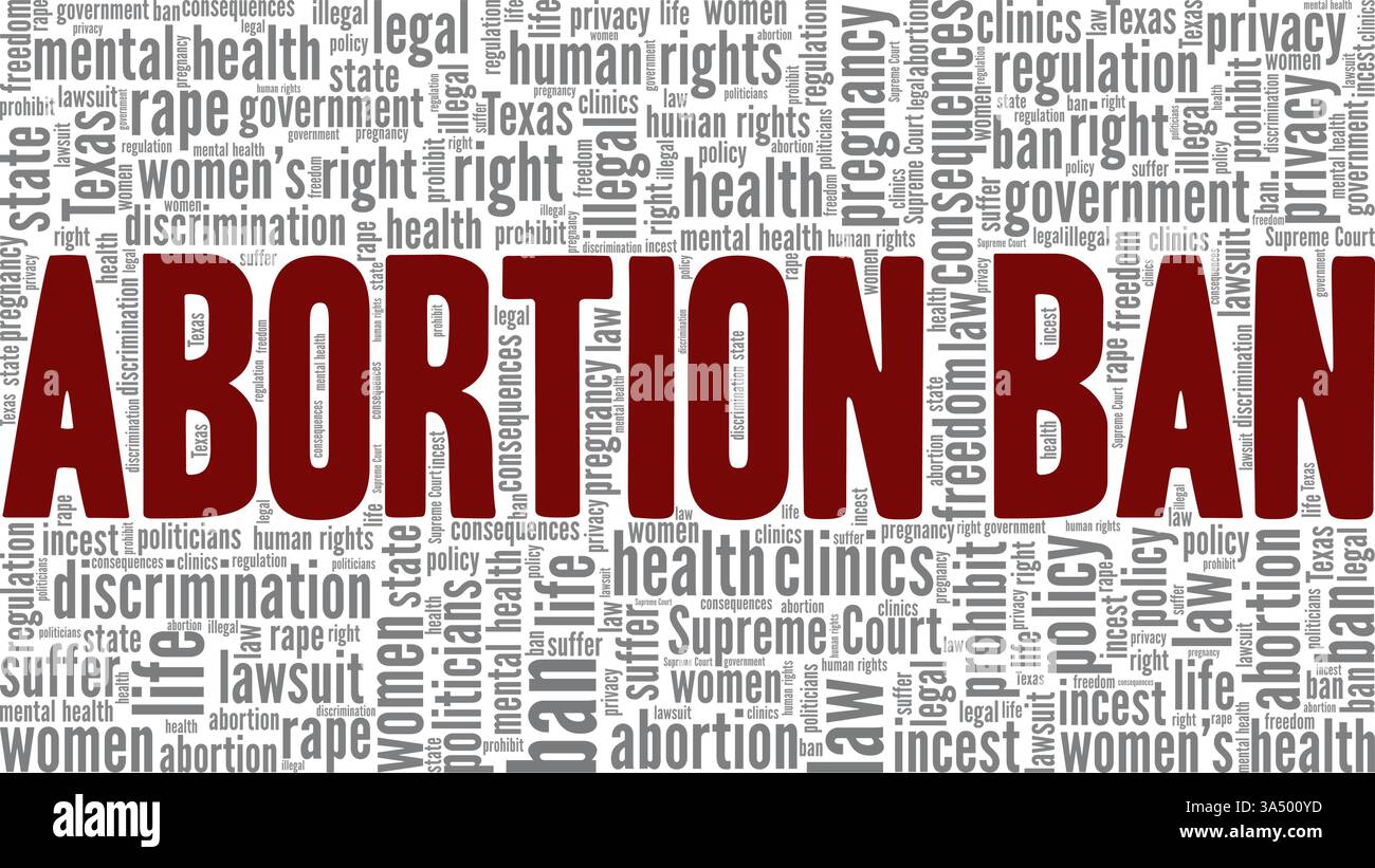 Abortion Ban vector illustration word cloud isolated on white ...