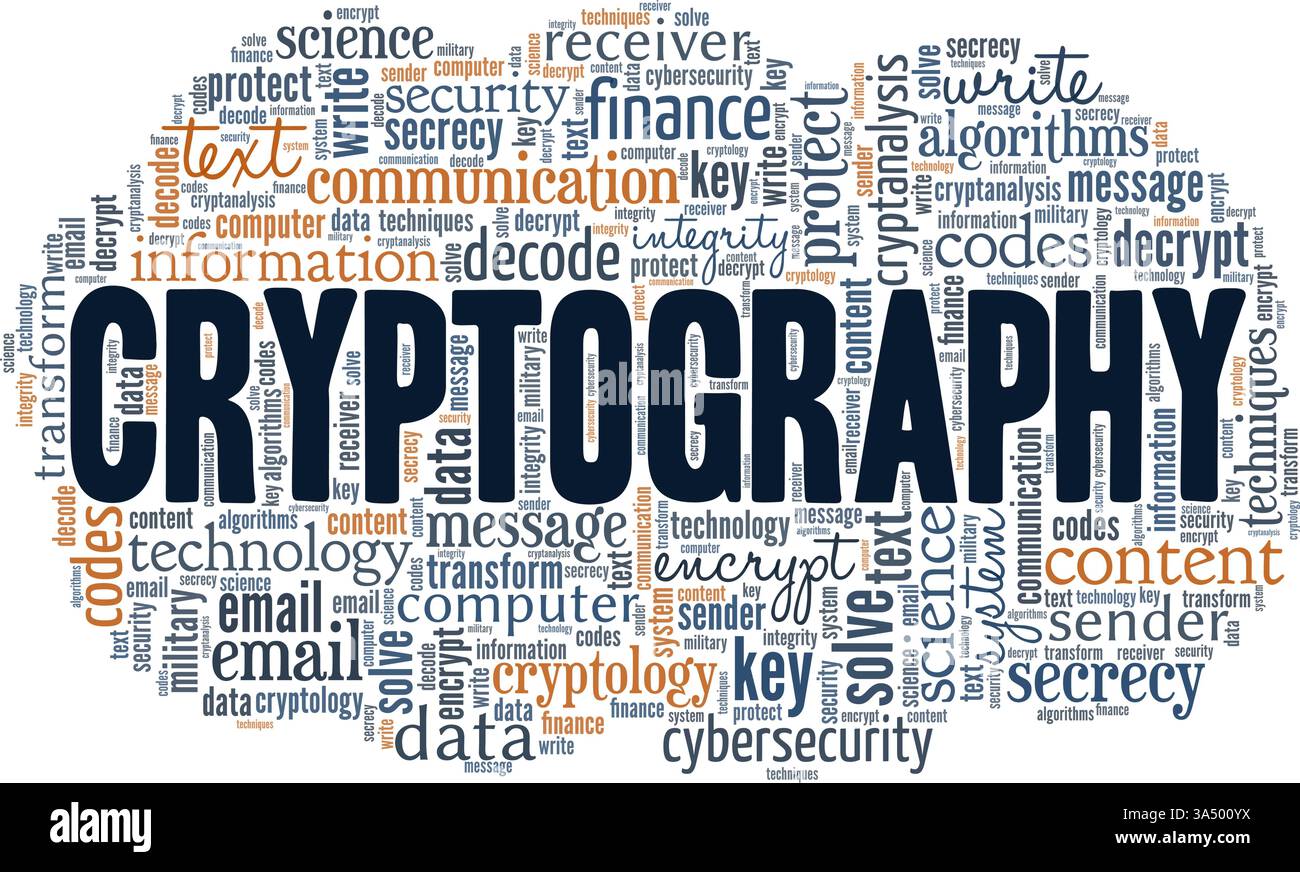 Cryptography vector illustration word cloud isolated on white ...