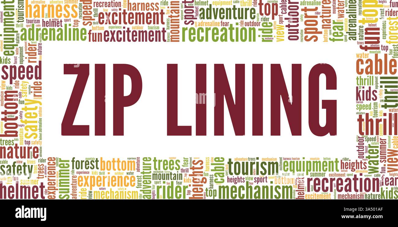 Zip Lining vector illustration word cloud isolated on white background ...