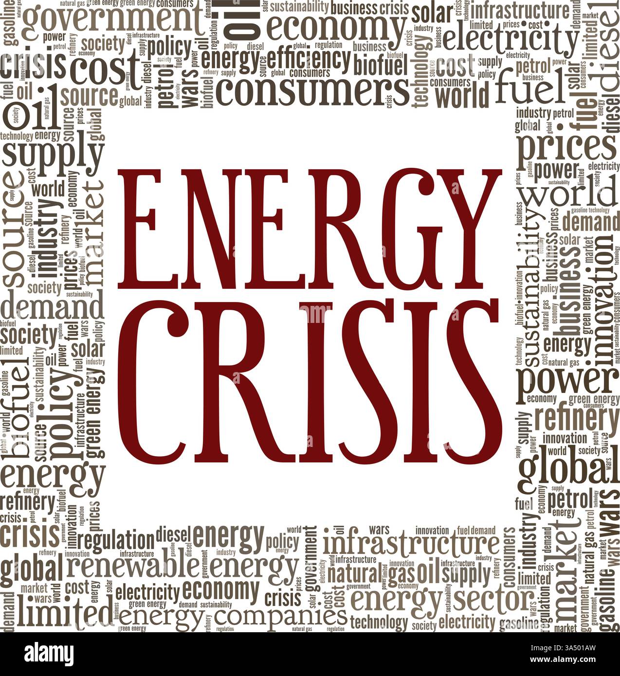 Energy Crisis vector illustration word cloud isolated on white ...