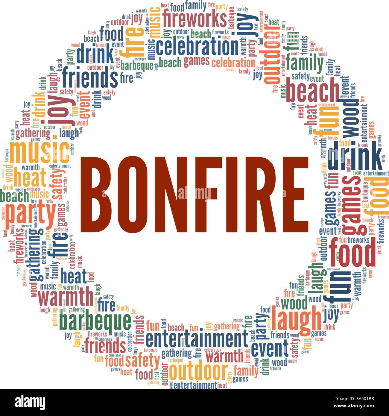 Bonfire vector illustration word cloud isolated on white background ...
