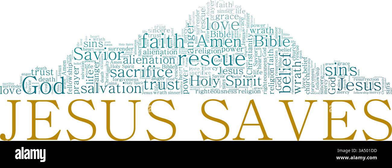 Jesus Saves vector illustration word cloud isolated on white background ...