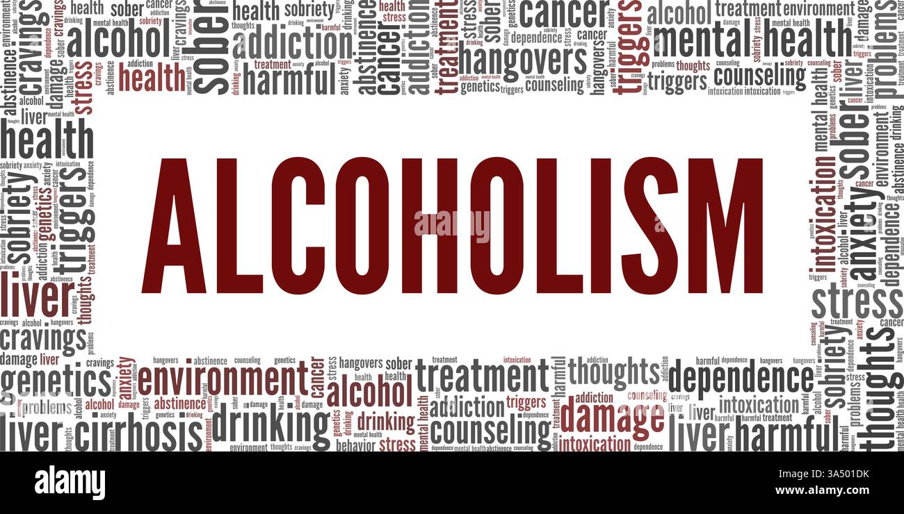 Alcoholism vector illustration word cloud isolated on white background ...