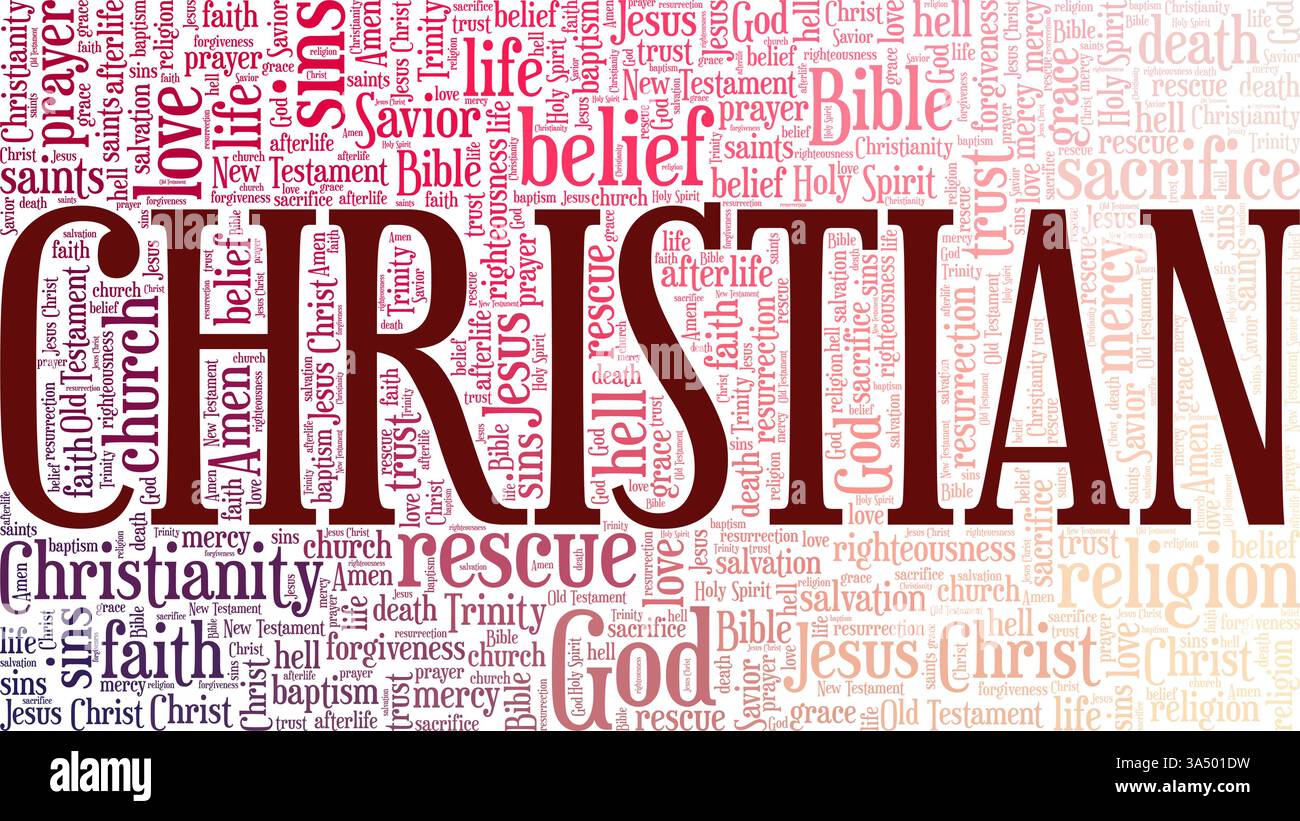 Christian vector illustration word cloud isolated on white background ...