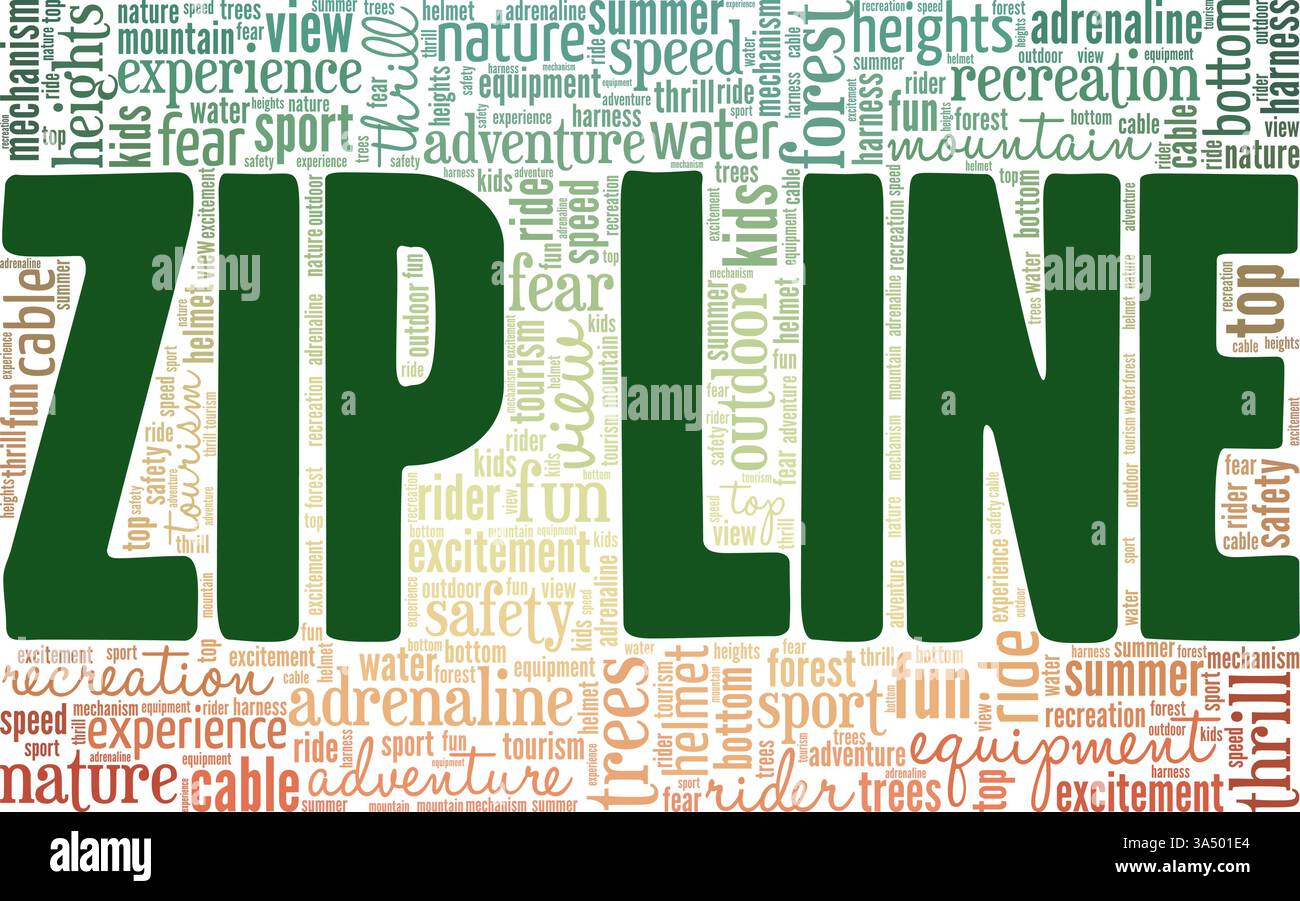 Zip Lining vector illustration word cloud isolated on white background ...
