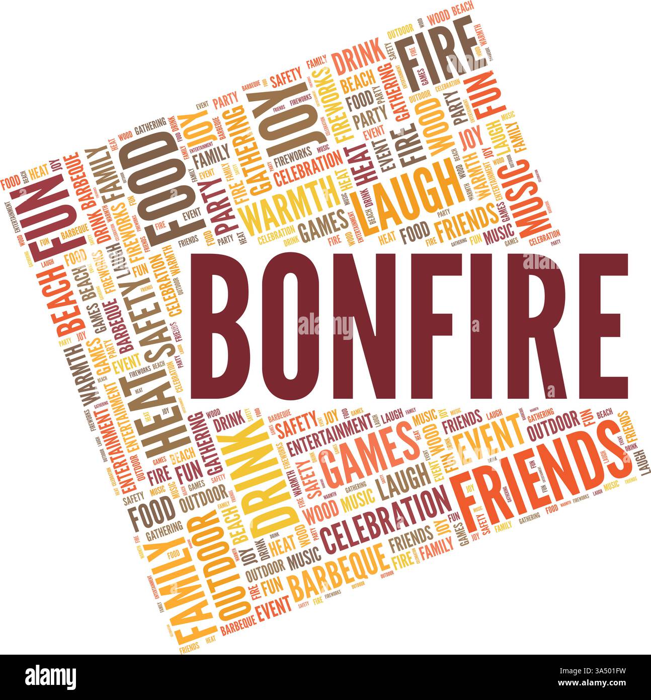 Bonfire vector illustration word cloud isolated on white background ...