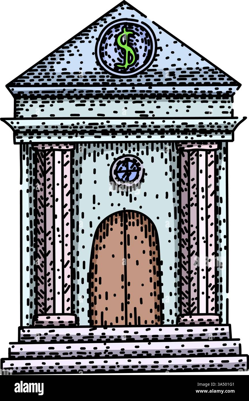 loans bank building sketch hand drawn vector Stock Vector Image & Art ...