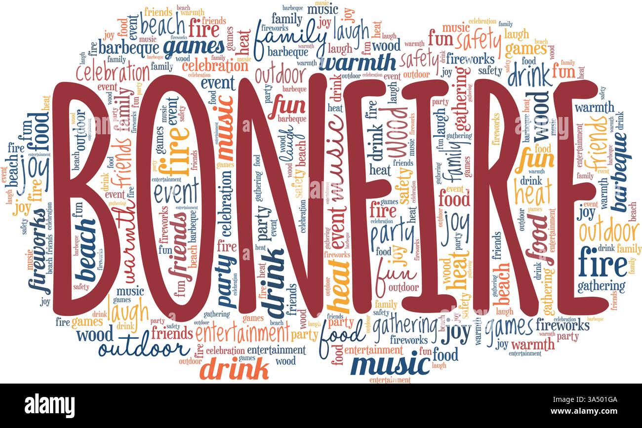 Bonfire vector illustration word cloud isolated on white background ...