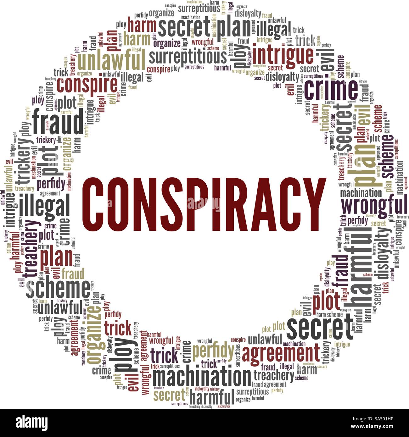 Conspiracy vector illustration word cloud isolated on white background ...